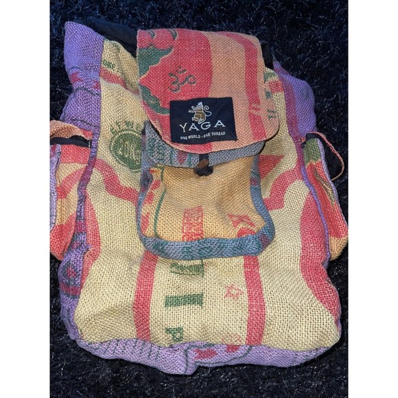 Yaga | Bags | Recycled Burlap Rice Print Bag Sack Backpack Yaga Boho ...
